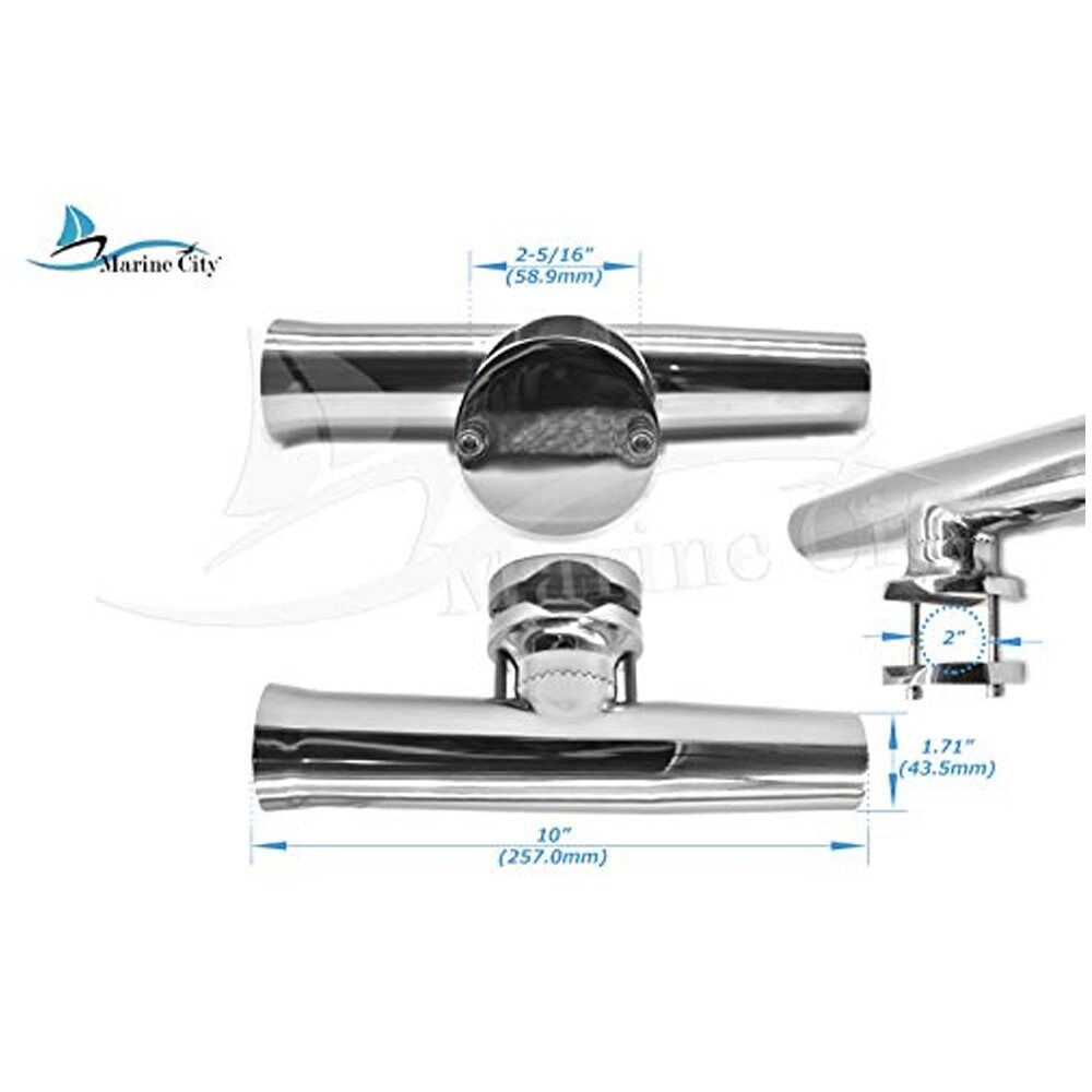 Marine City Boat Stainless-steel Clamp-on Fishing Rod Holder for Rail 1 ...