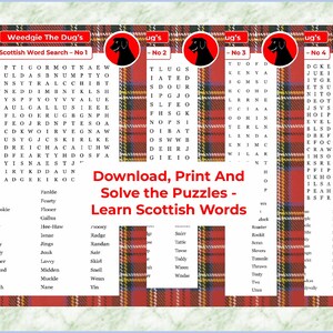 Printable Scottish Word Search by Weedgie the Dug, 4 Puzzles Plus ...