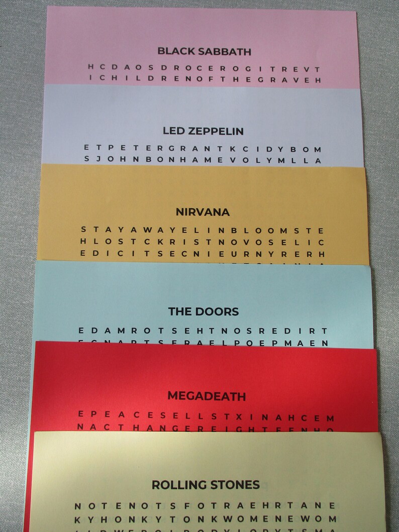 Rock & Heavy Metal Word Search: 30 Band Puzzles (PDF + Zip File) - Etsy