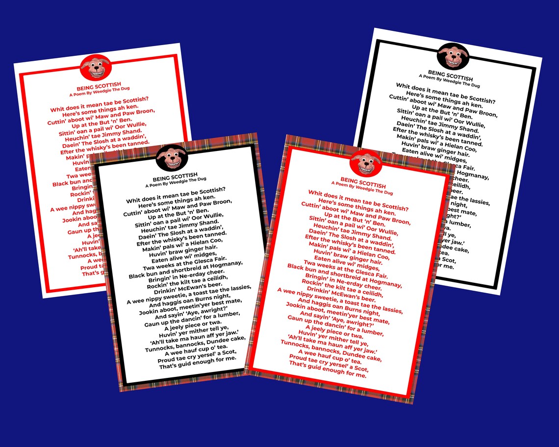 Printable Funny Scottish Poem: 'being Scottish' by Weedgie the Dug (PDF ...