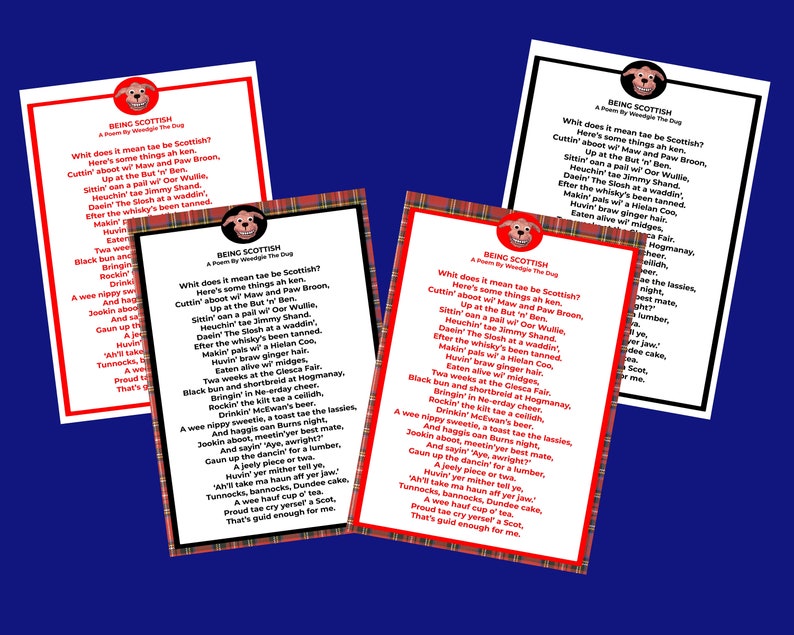Printable Scottish Poem by Weedgie the Dug, Being Scottish, Funny Poem ...