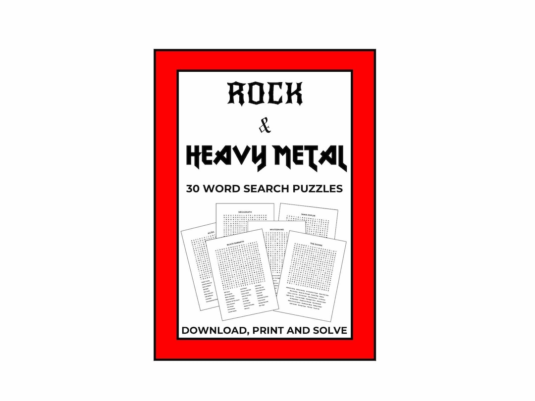 Printable Word Search, 30 Rock & Heavy Metal Bands, Turned up to Eleven ...