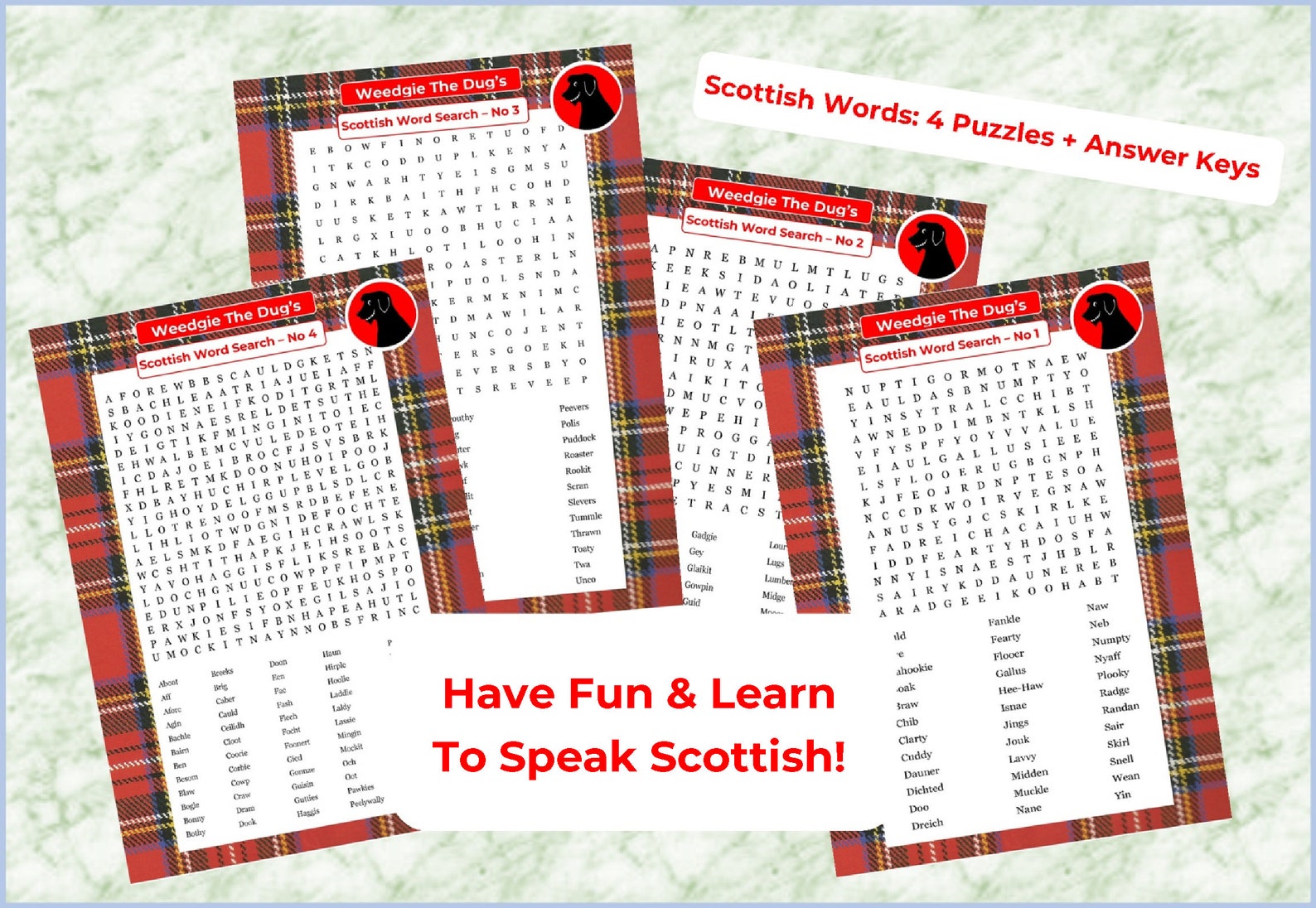 Printable Scottish Word Search Puzzles: Burns Night, Hogmanay (PDF) - Etsy