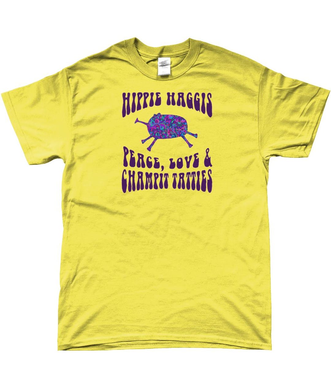 Hippie Haggis T-shirt, Funny Scottish Haggis Design, Peace Love Champit ...