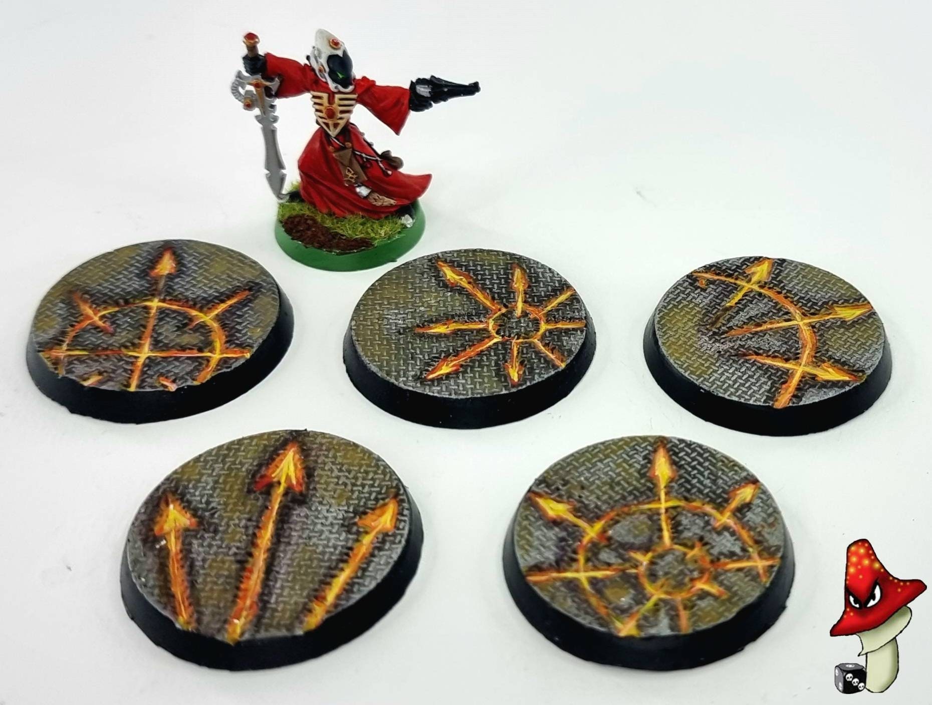 5 X 40mm Chaos Summoning Symbols Metal Flooring Round Resin Bases 40k ...