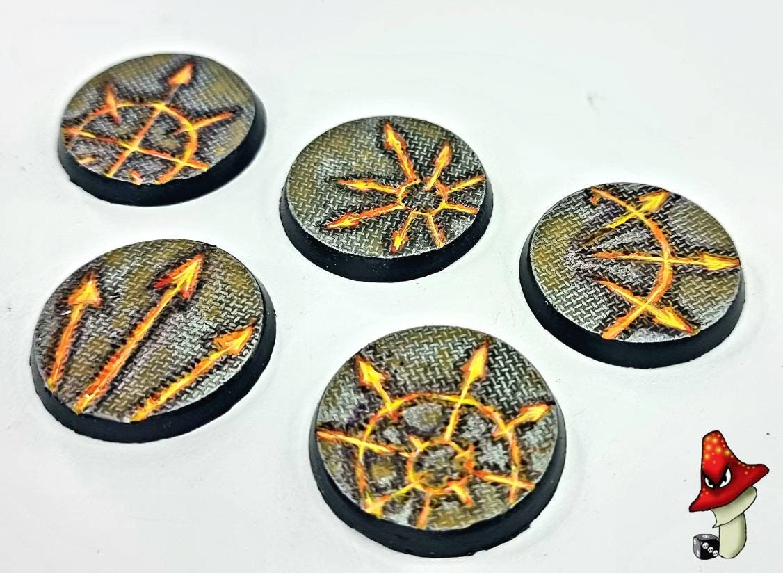 5 X 40mm Chaos Summoning Symbols Metal Flooring Round Resin Bases 40k ...