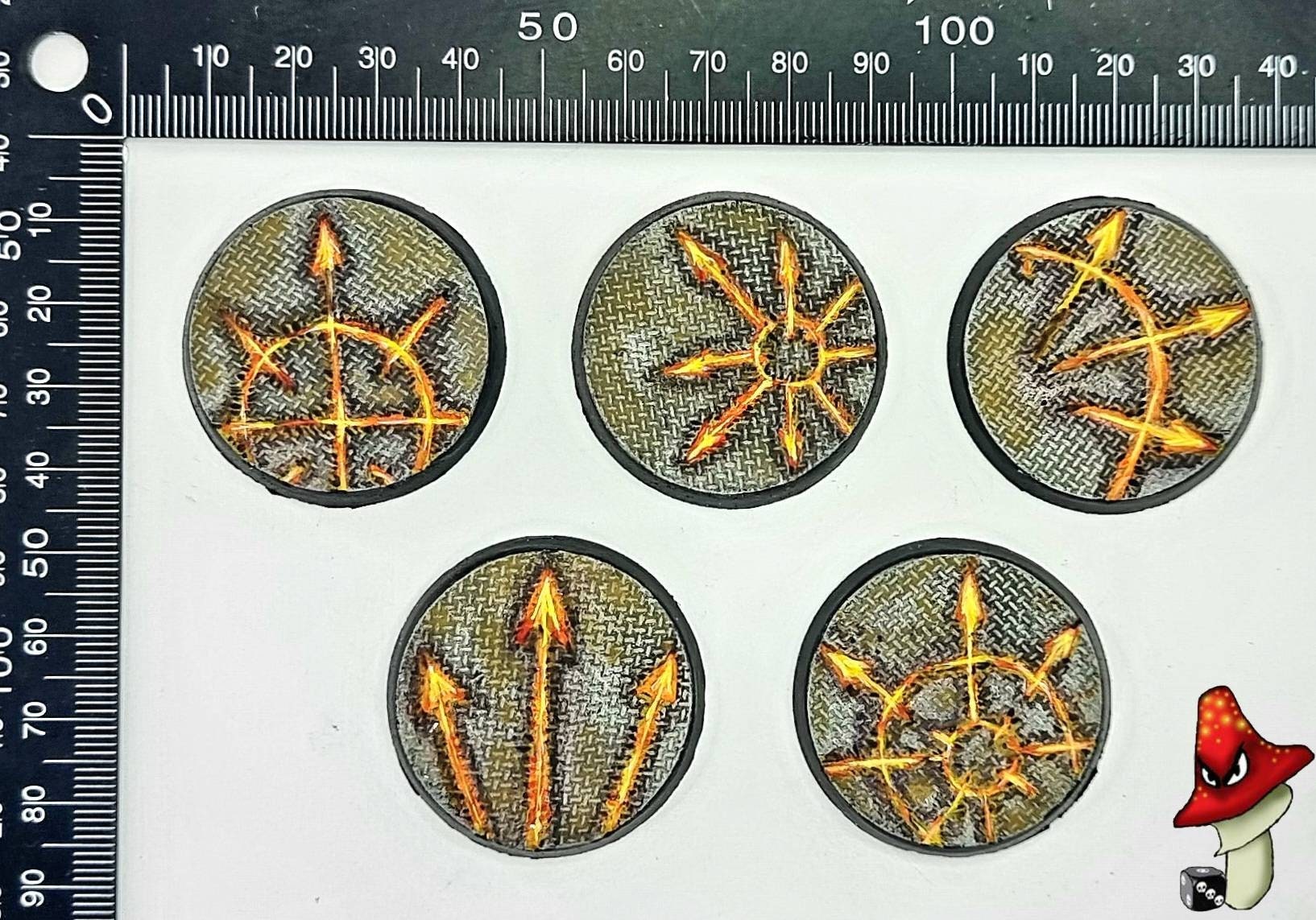 5 X 40mm Chaos Summoning Symbols Metal Flooring Round Resin Bases 40k ...