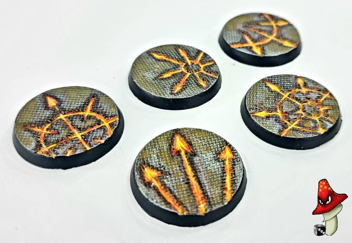 5 X 40mm Chaos Summoning Symbols Metal Flooring Round Resin Bases 40k ...