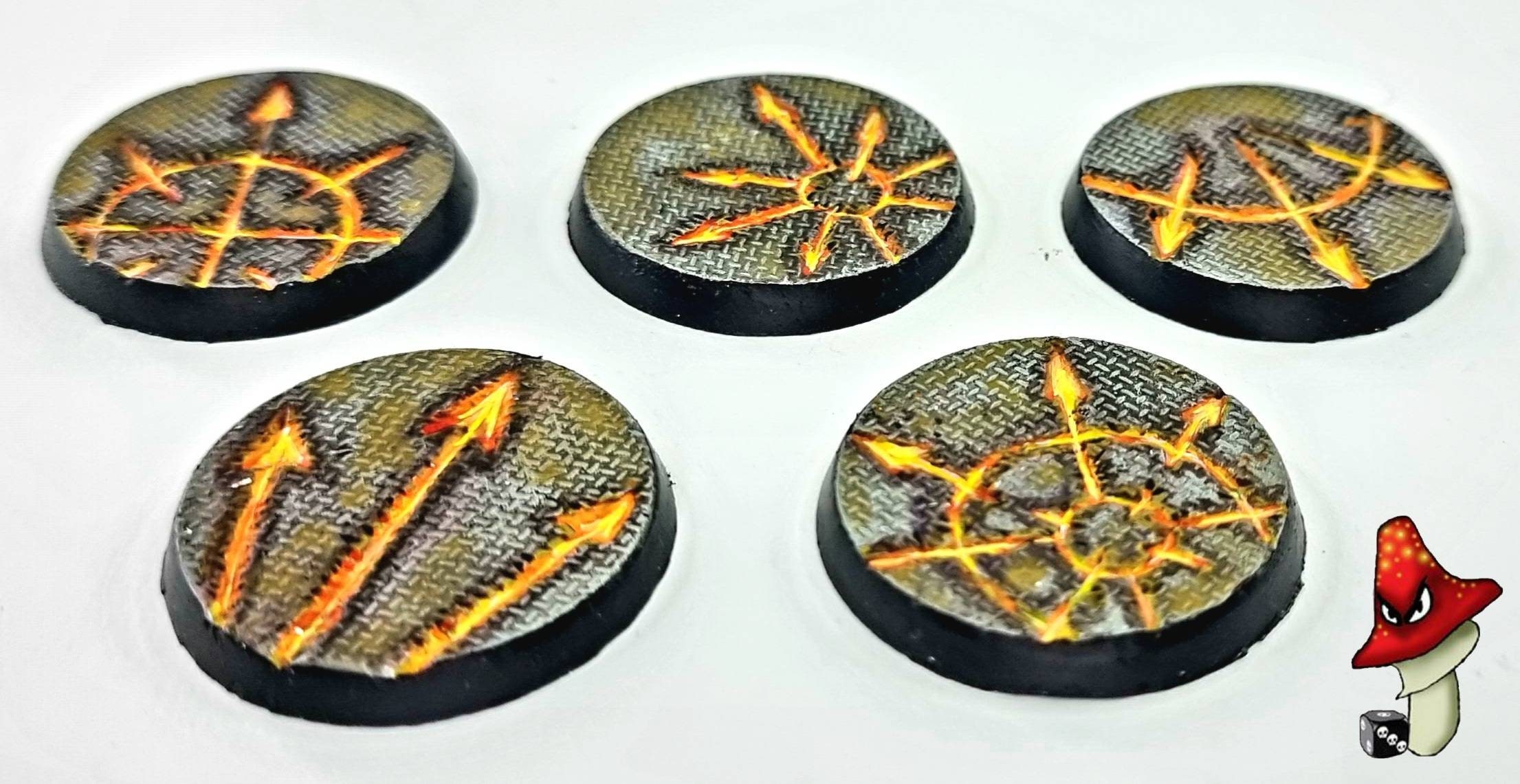 5 X 40mm Chaos Summoning Symbols Metal Flooring Round Resin Bases 40k ...