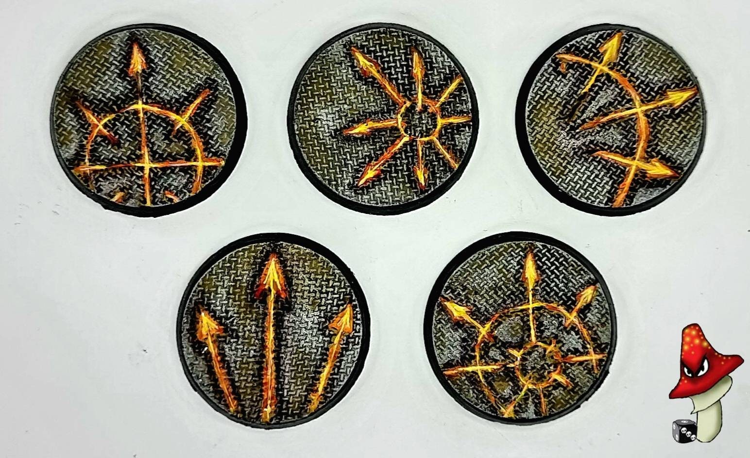 5 X 40mm Chaos Summoning Symbols Metal Flooring Round Resin Bases 40k ...