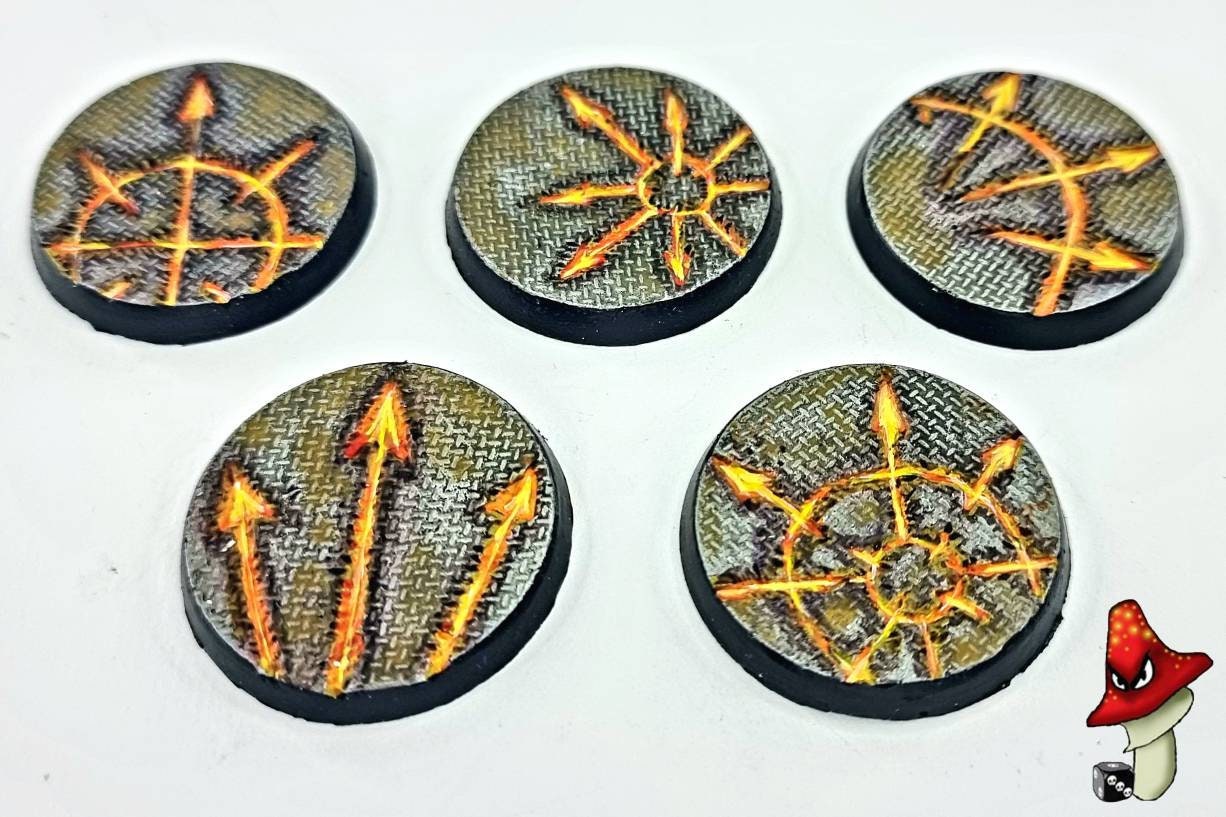 5 X 40mm Chaos Summoning Symbols Metal Flooring Round Resin Bases 40k ...