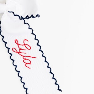 Moon-stitch Name Hand- Embroidered Bow - Etsy