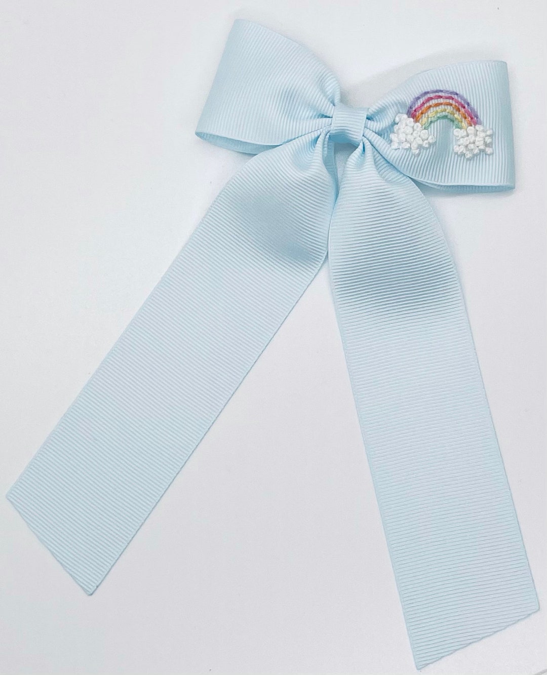 Rainbow Hand Embroidered Bow - Etsy