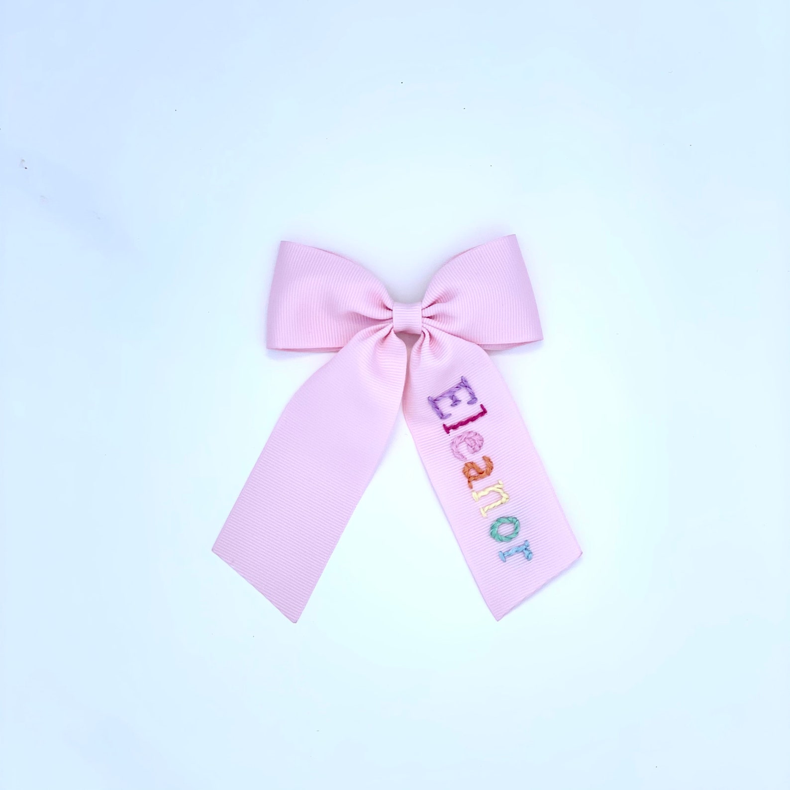 Rainbow Name Hand-embroidered Bow - Etsy