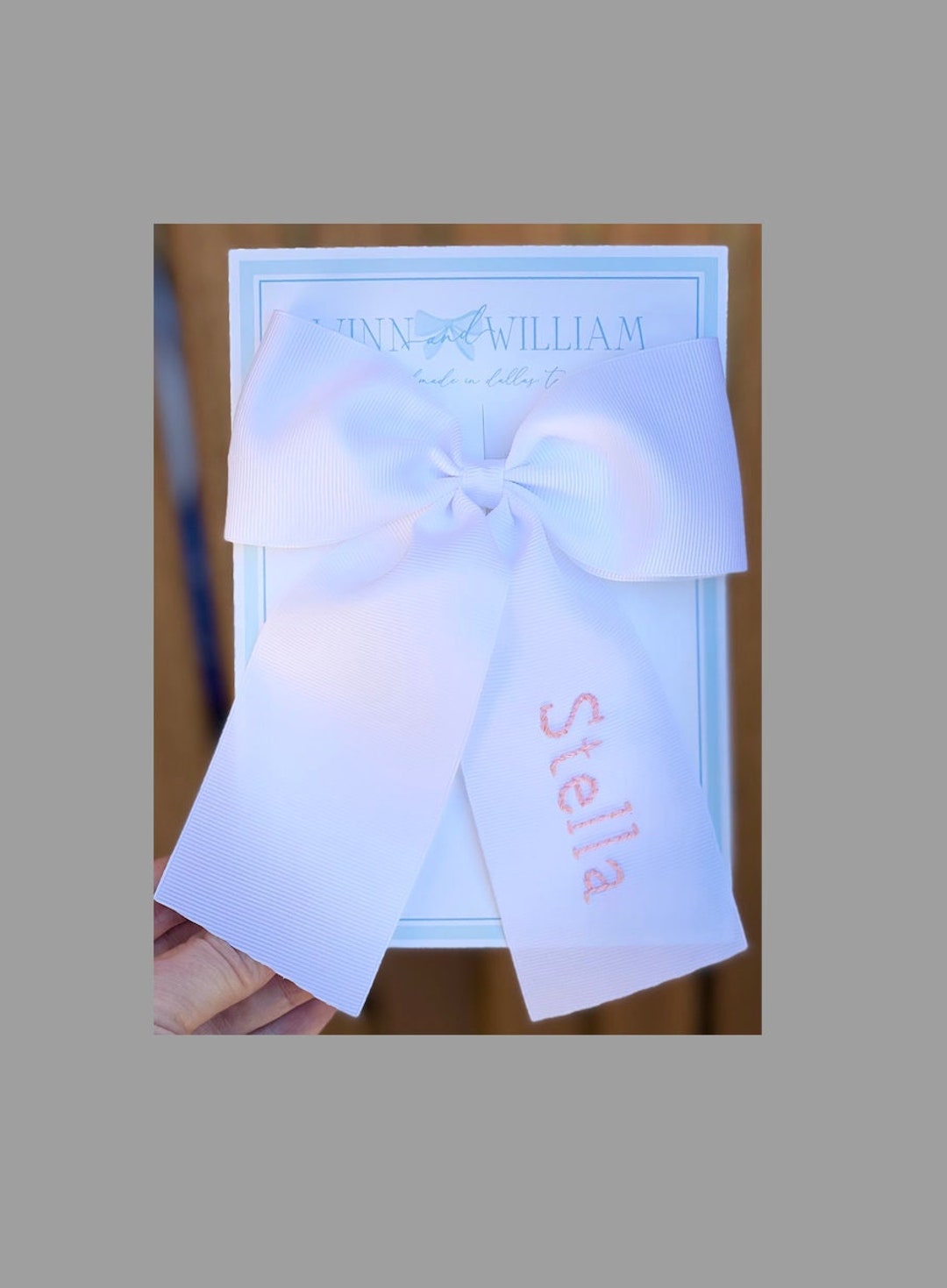 Solid Name Hand-embroidered Bow - Etsy