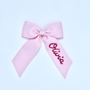 Cursive Name Hand Embroidered Bow | Etsy