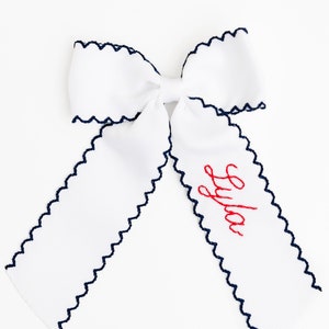 Moon-stitch Name Hand- Embroidered Bow - Etsy