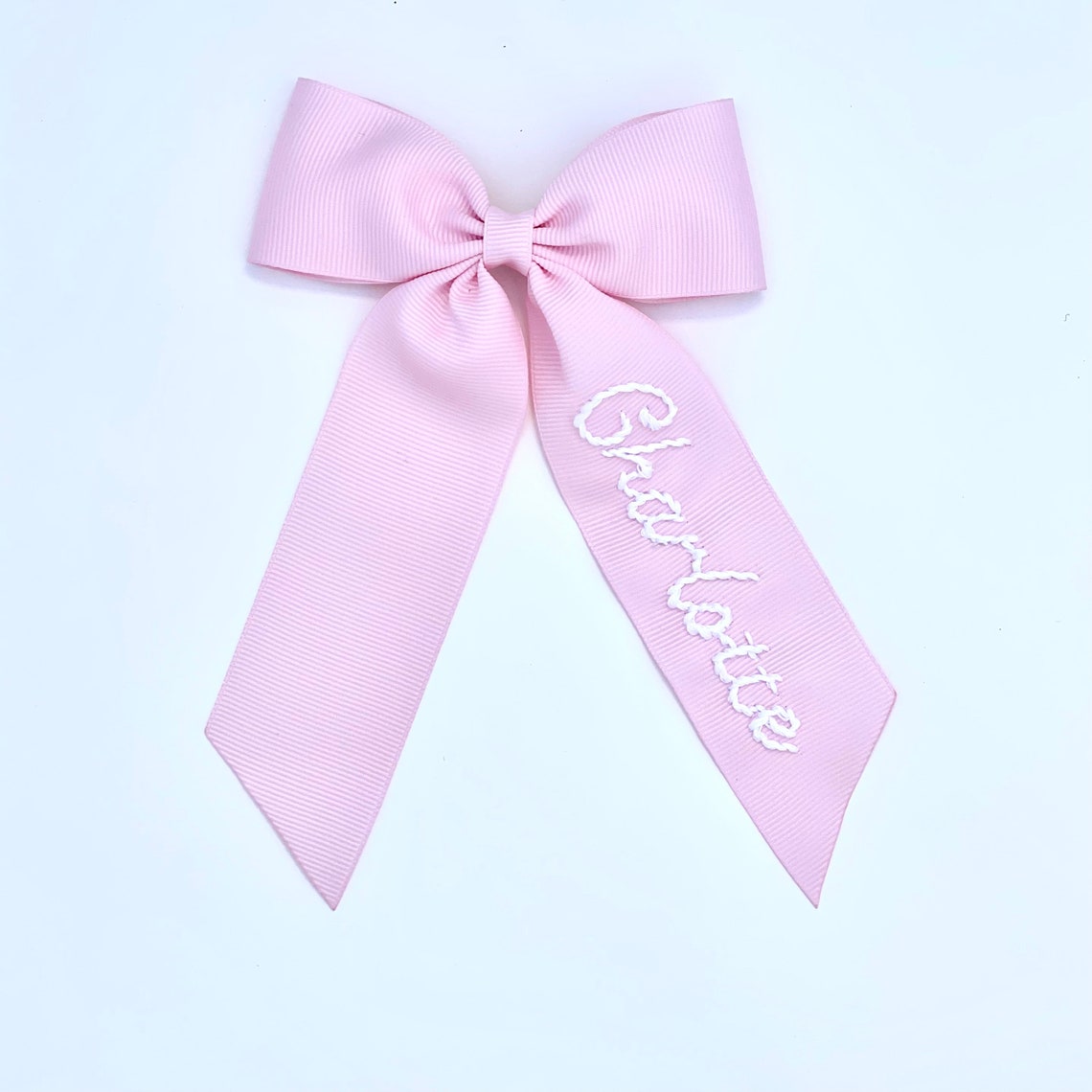 Cursive Name Hand Embroidered Bow | Etsy