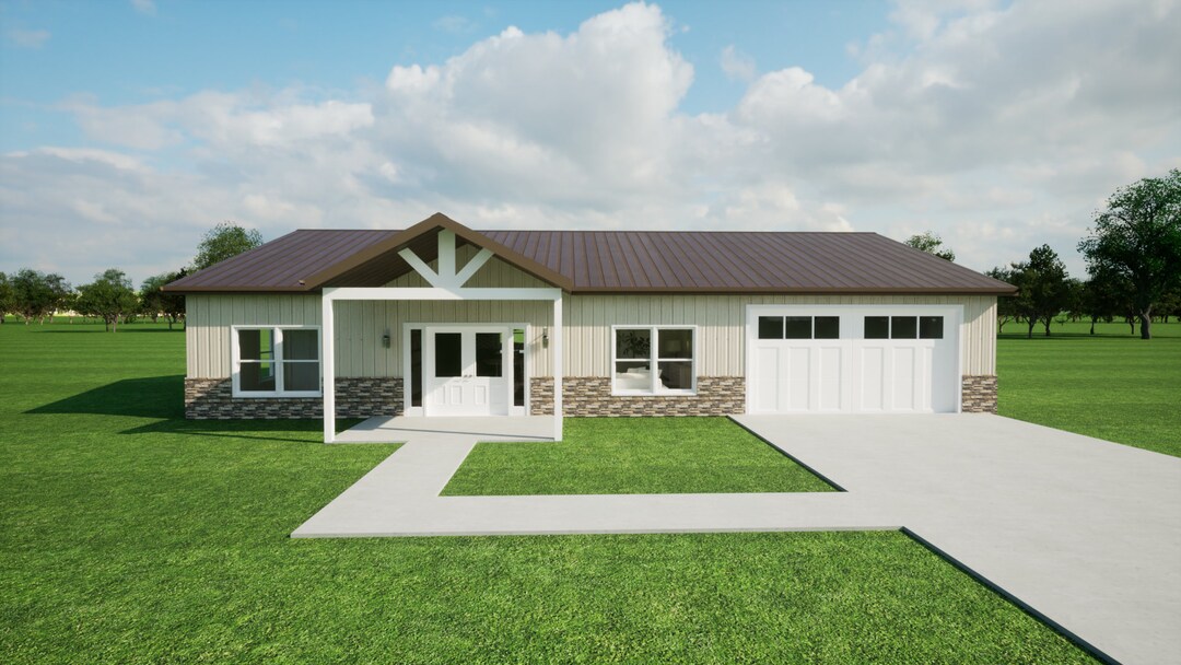 Single Story Barndominium - 60' X 40' - THE SAN ANTONIO - Open Concept ...