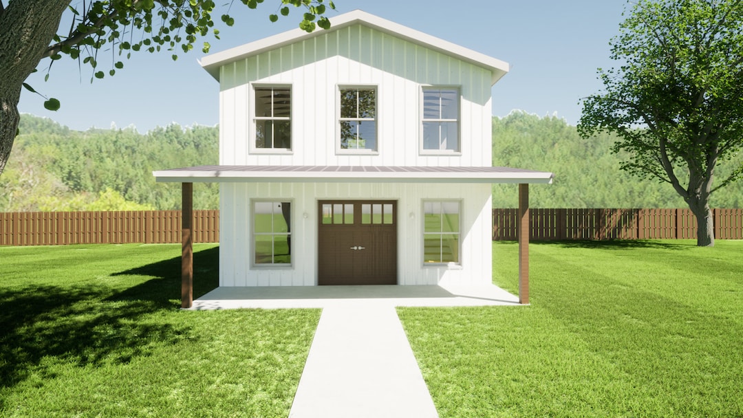 Two Story Farmhouse Barndominium - 20' X 30' - THE WEATHERFORD - Lofted ...