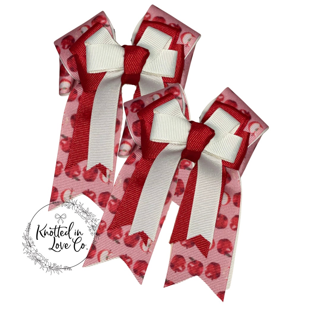 2 Red Apple Bows Horse Show Bows or Everyday Bows - Etsy