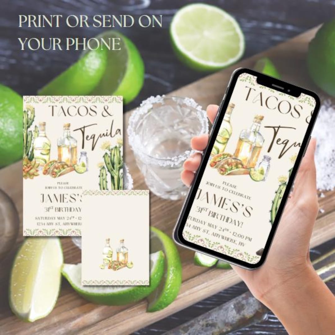Tacos and Tequila | Fiesta | Birthday Invitation | Chippin Dippin and ...