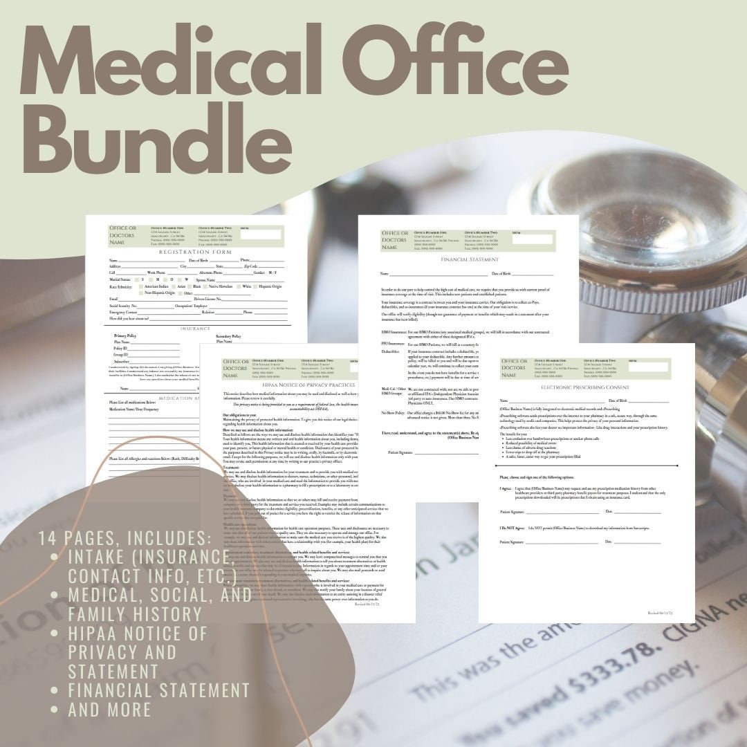 Medical Office Bundle | Simple Modern Forms | HIPAA | Records Request ...