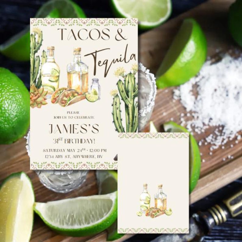 Tacos and Tequila | Fiesta | Birthday Invitation | Chippin Dippin and ...