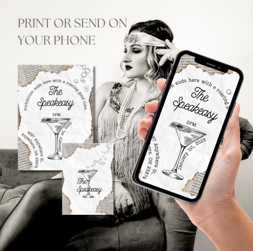 Speakeasy 1920s Party Invitation Template| Canva Template - Etsy
