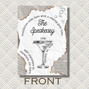 Speakeasy 1920s Party Invitation Template| Canva Template - Etsy