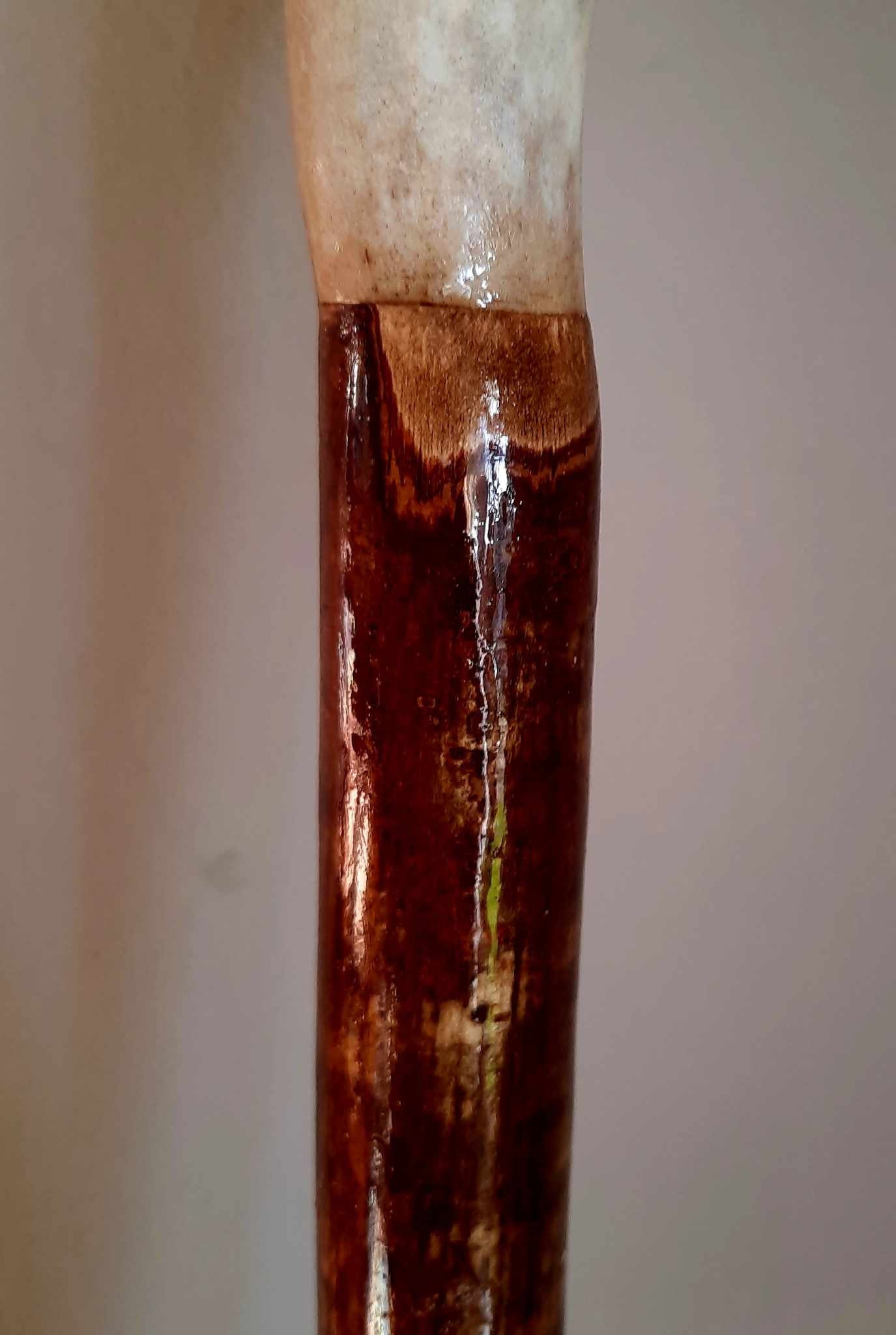 Handmade Thumb Walking Stick Antler on Varnished Hazel With Brass ...