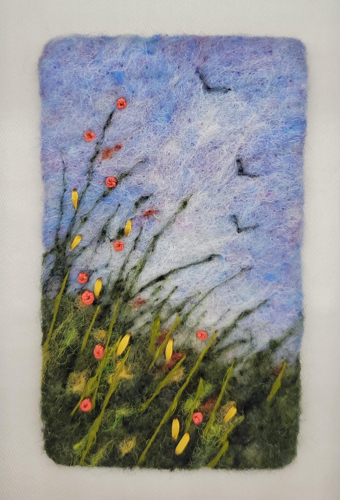 Wool Art Landscape With Flowers, Needle Felt Painting, in 6x8 Frame ...