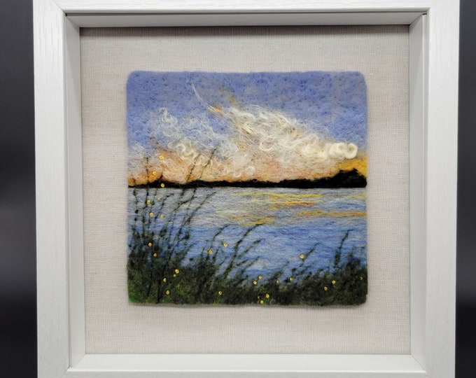 Felt Art Scene With Lake, Wool Needle Felted Landscape, Felted Wool ...