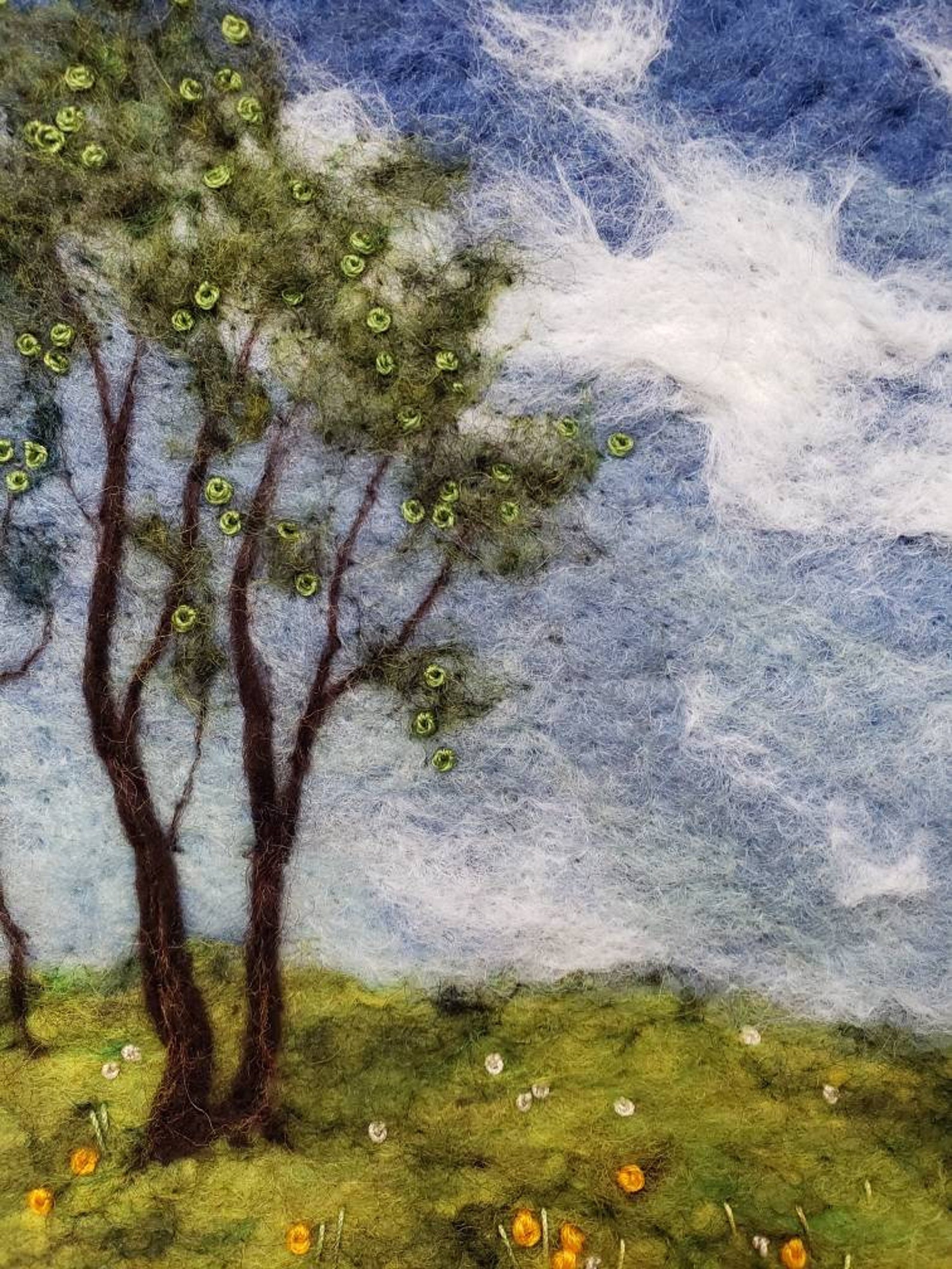 Felt Art Trees Flowers Felted Landscape Felted Felt Art | Etsy