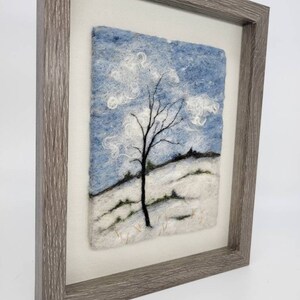 Felt Art, Snow, Needle Felted, Wool Art, Wool Painting, Tree, in 8.75 X ...