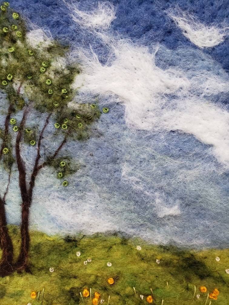 Felt Art Trees Flowers Felted Landscape Felted Felt Art | Etsy