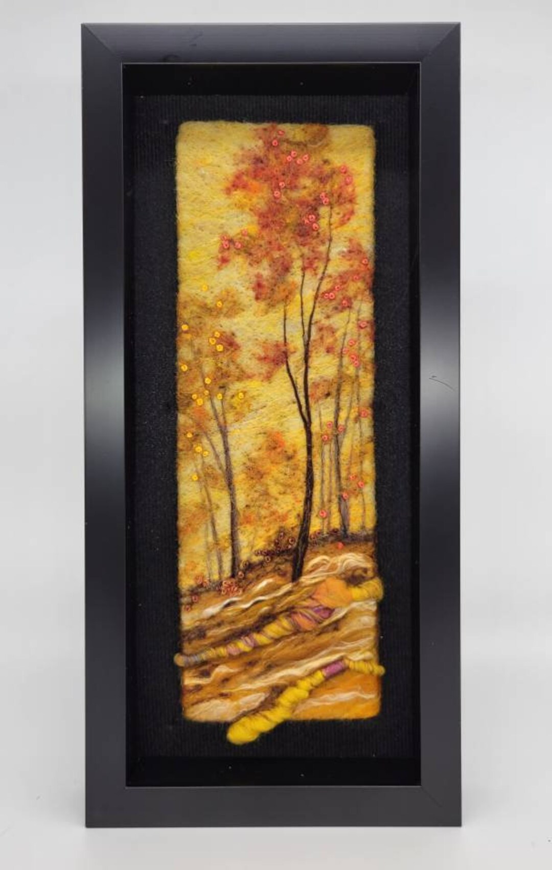 Felted, Wool Art, Trees, Wool Painting, Needle Felted, in 15x7 Frame ...