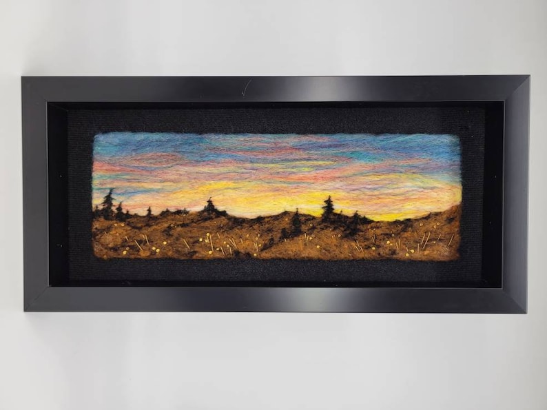 Felted Landscape With Trees Wool Art Sunset Felt Art Wool - Etsy