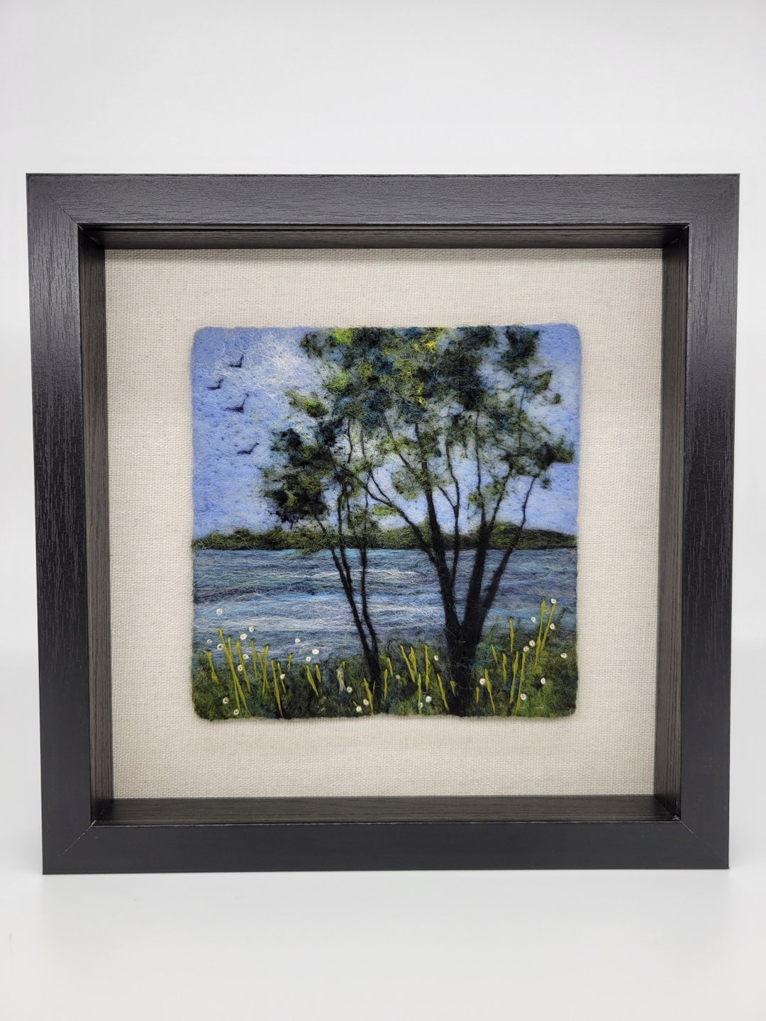 Felt Art, Lake, Tree, Felted, Felt Art, Felt Painting, Wool Painting ...