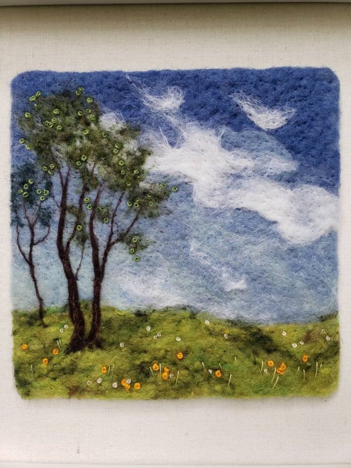 Felt Art Trees Flowers Felted Landscape Felted Felt Art - Etsy