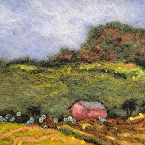Felt Art, Barn, Flowers, Felt Art, Felted Wool, Wool Painting, Needle ...