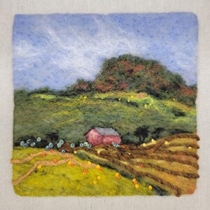 Felt Art, Barn, Flowers, Felt Art, Felted Wool, Wool Painting, Needle ...