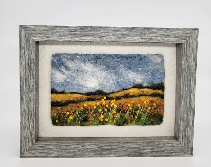 Felt Art Flowers Wool Art Wool Painting Needle Felted in - Etsy