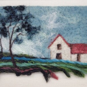 Felt Art Rural Scene, Needle Felt Tree Landscape Painting, in 6x8 Frame ...