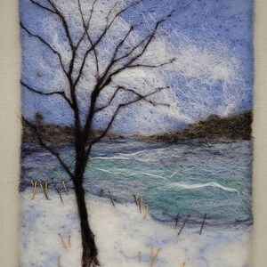 Felt Art, Lake, Wool Art, Tree, Wool Painting, Needle Felted, Winter ...