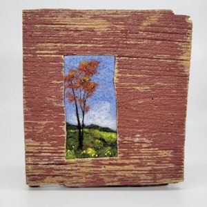 Felt Art in Rustic Barn Board Frame, Wool Art Painting, Needle Felted ...