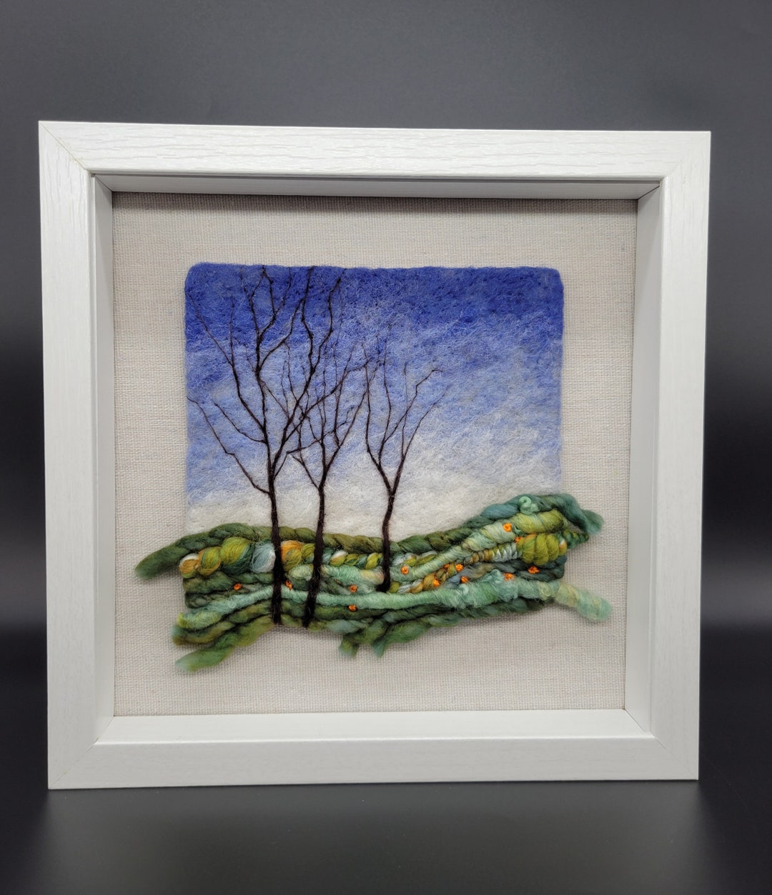 Felted Wool Art: Framed Tree Landscape, Needle Felt Painting - Etsy