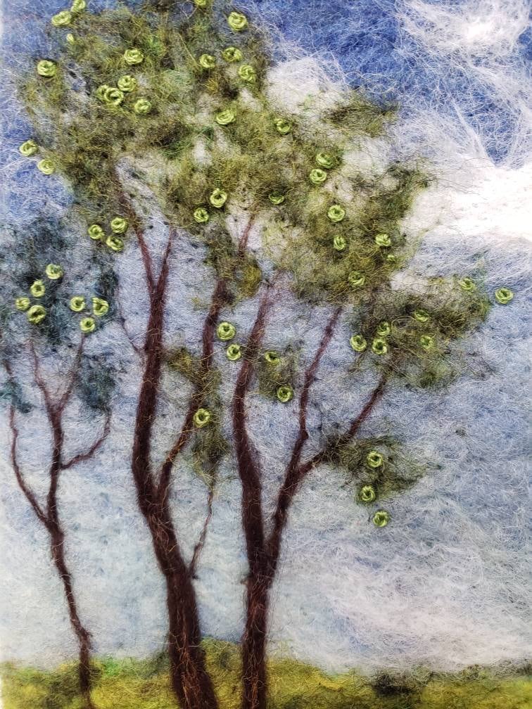 Felt Art Trees Flowers Felted Landscape Felted Felt Art | Etsy