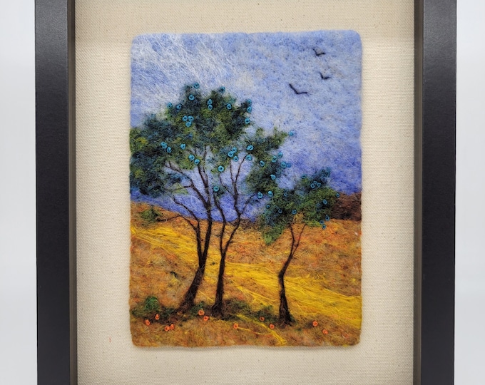 Felt Art, Needle Felted, Wool Art, Wool Painting, Trees, Flowers, Wool ...