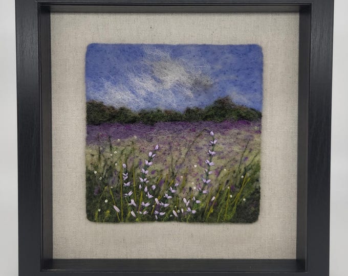 Felt Art Landscape With Flowers, Needle Felted Wool Pastoral Scene in ...